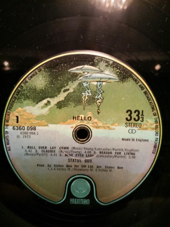 Пластинка Status Quo Hello 1973 UK Vertigo original — покупайте на ...