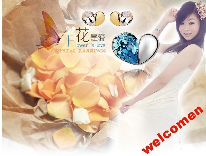 СЕРЬГИ 18K Rose Gold Plated Rhinestone Crystal — покупайте на Auction ...