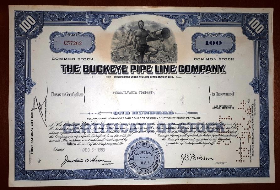 США. The Buckeye Pipe Line Company, 100 долл, 1963 — покупайте на ...