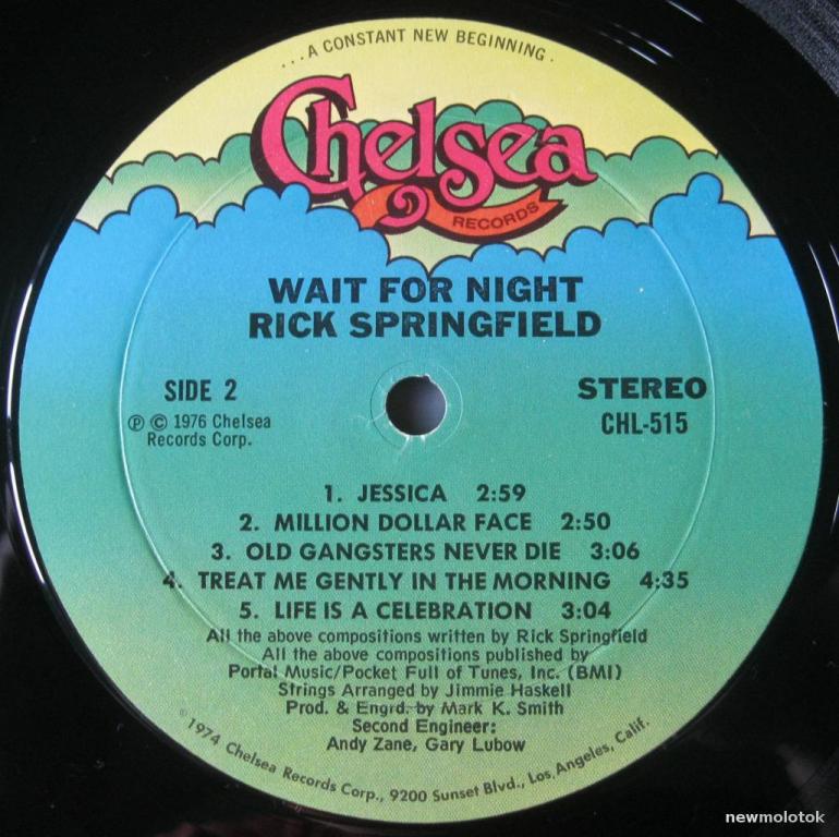 Springfield, Rick - 1976 "Wait For Night", LP Chelsea CHL 515, Made in ...