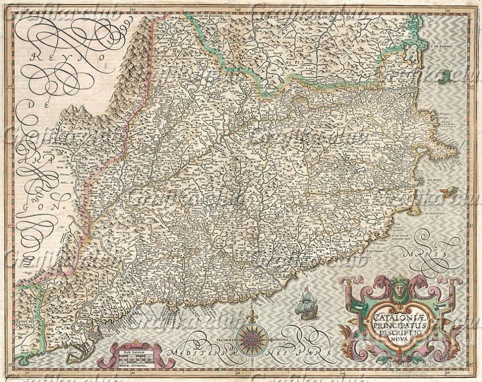 Карта Каталонии. Cataloniae principatus descriptio — покупайте на ...