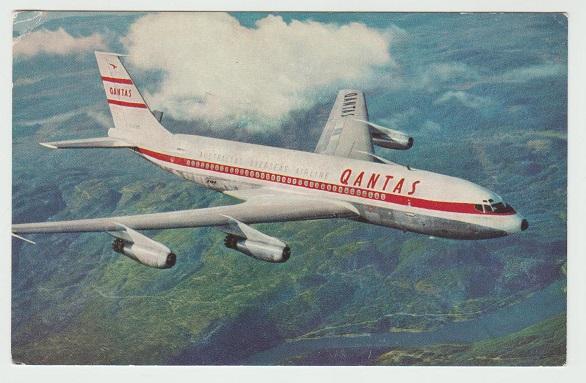 Qantas Airways Boeing 707 1960-е г. Открытка. Самолет — покупайте на ...