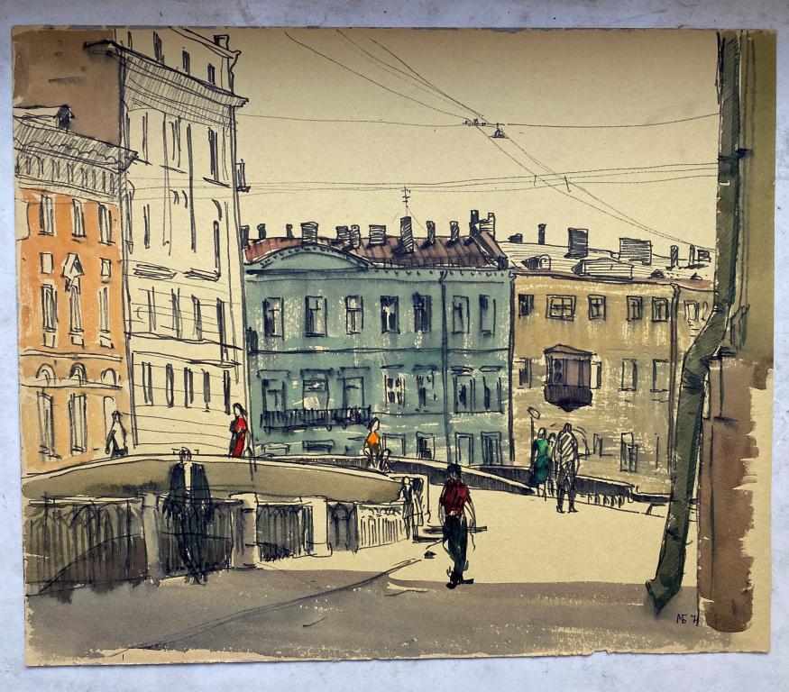 Цветная бумага,смешанная техника ,акварель Серия Ленинград,Русские ...