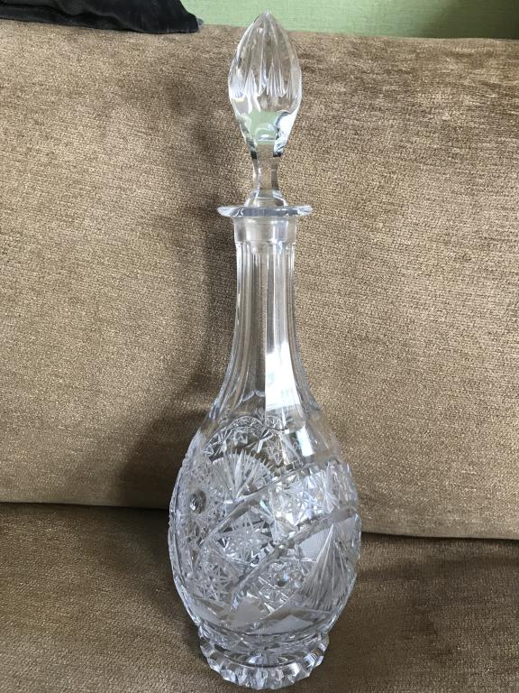 ШИКАРНЫЙ БОЛЬШОЙ ВИНТАЖНЫЙ ГРАФИН ХРУСТАЛЬ АЛМАЗНАЯ ГРАНЬ ГЕРМАНИЯ ...