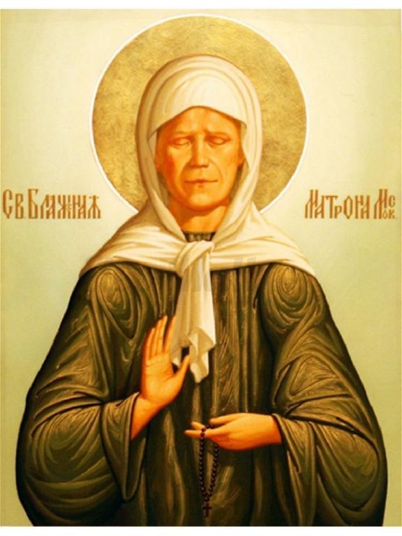 Алмазная мозайка на подрамнике Икона Матрона Московская, частичная выкладка, с рамкой 40х50 см ...