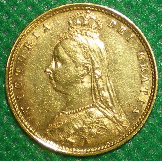 Полсоверена 1891 г. Великобритания. Золото 917 пробы. 3,98 г.