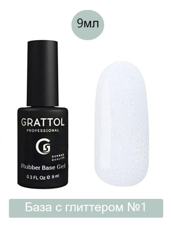 База Каучуковая для гель-лака Grattol Rubber Base Glitter 1, 9мл Grattol. — покупайте на Auction ...