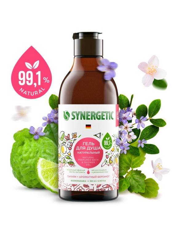 Гель для душа SYNERGETIC Пачули и ароматный бергамот натуральный, 380мл ...