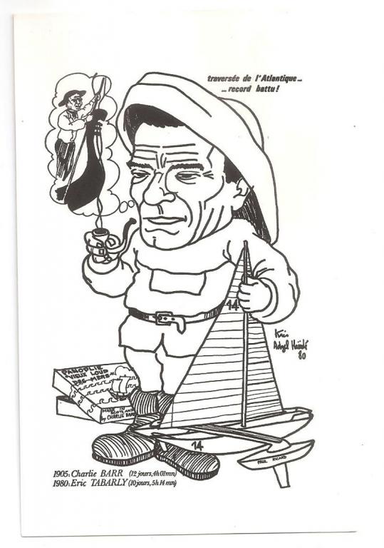 №4 открытка Эрик Табарли Пересечение Атлантики рекорд Kris Adzel Haërdé Франция 1980 Парусный ...