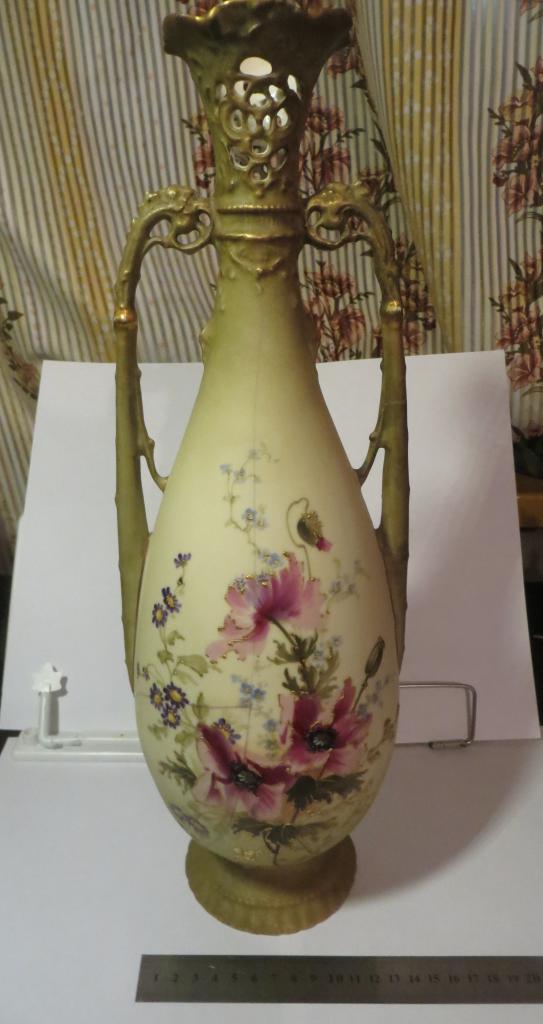Редкость! Ваза прорезной фарфор роспись ALEXANDRA PORCELAIN WORKS Вена ...