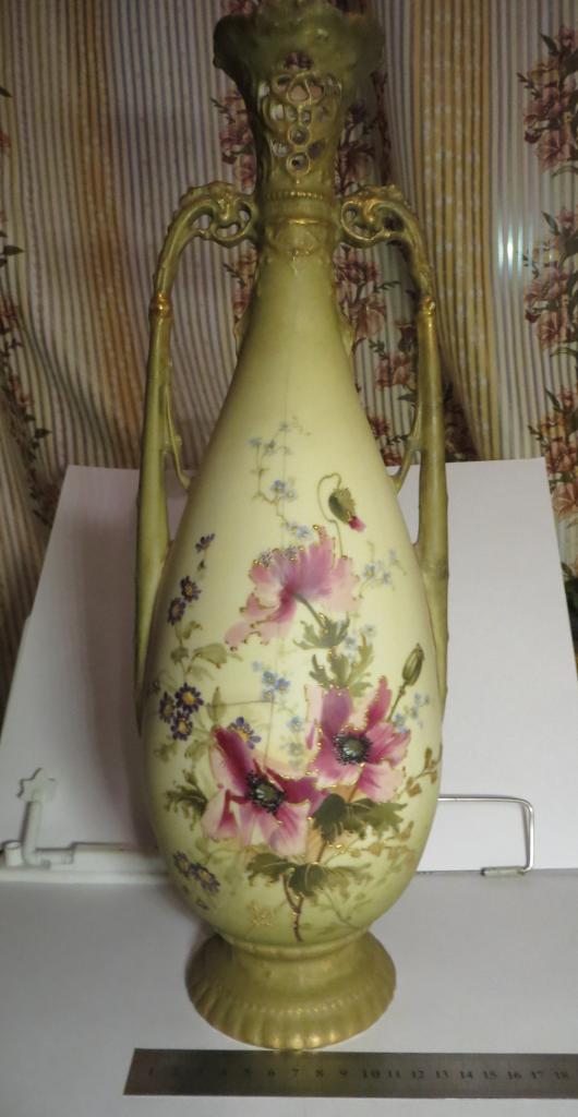 Редкость! Ваза прорезной фарфор роспись ALEXANDRA PORCELAIN WORKS Вена ...