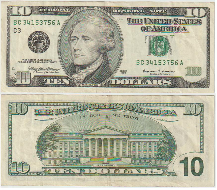 10 долларов США 1999г. C3 BC 34153756 A — покупайте на Auction.ru по ...