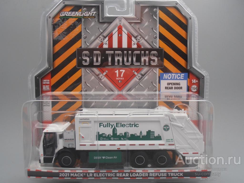 MACK LR «Fully Electric» электрический мусоровоз DSNY 2021 New York USA 1:64 Greenlight Truck ...