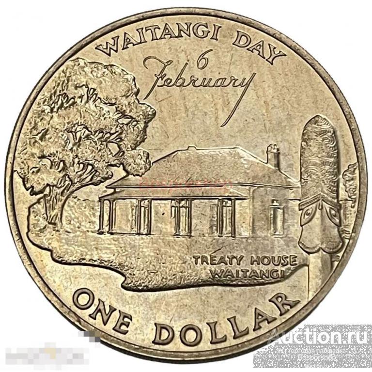 Новая Зеландия 1 доллар 1977 г. (25 лет правления Елизаветы II и День Вайтанги) (CN) (2 ...