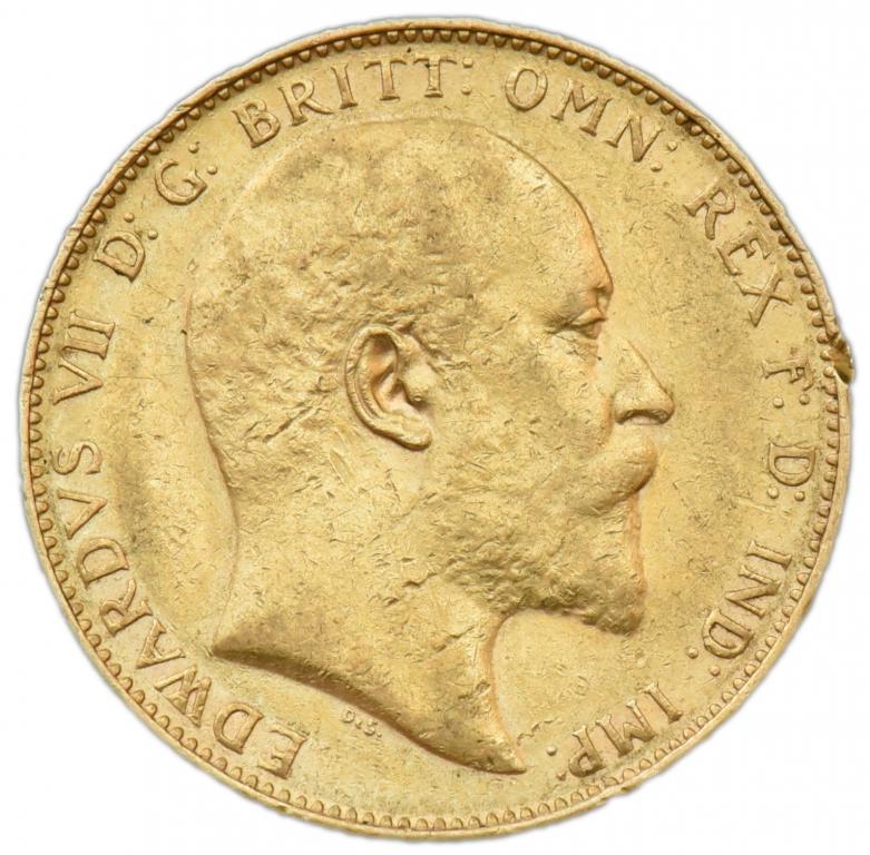 Соверен 1909 год. Великобритания. Золото 917. Вес: 8 грамма 1.2.1074