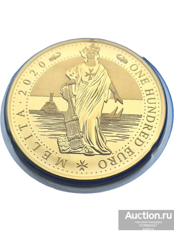 Мальта. 100 евро 2020г. Золото. 31,11гр*0.9999 1,0 oz Мелита! Тираж 300 шт! Блистер монетного двора!