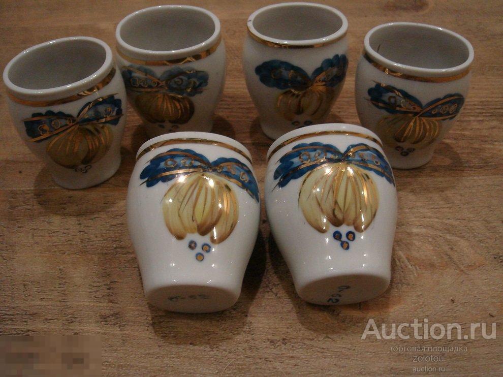 Винтажные из СССР, фарфоровые рюмки, позолота, ручная роспись ...