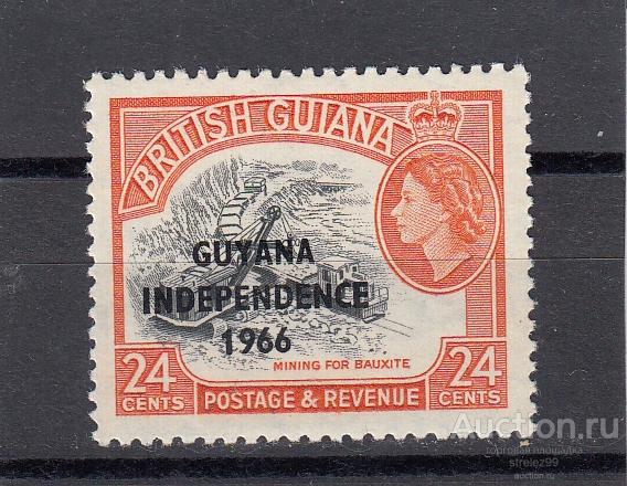 BRITISH GUIANA ГВИАНА Добыча ископаемых Надпечатка № 254y 1966 Сост ...