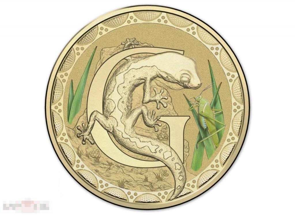 Австралия 1 доллар 2015 Серия Алфавит * Буква G * Ящерица * Gecko ...