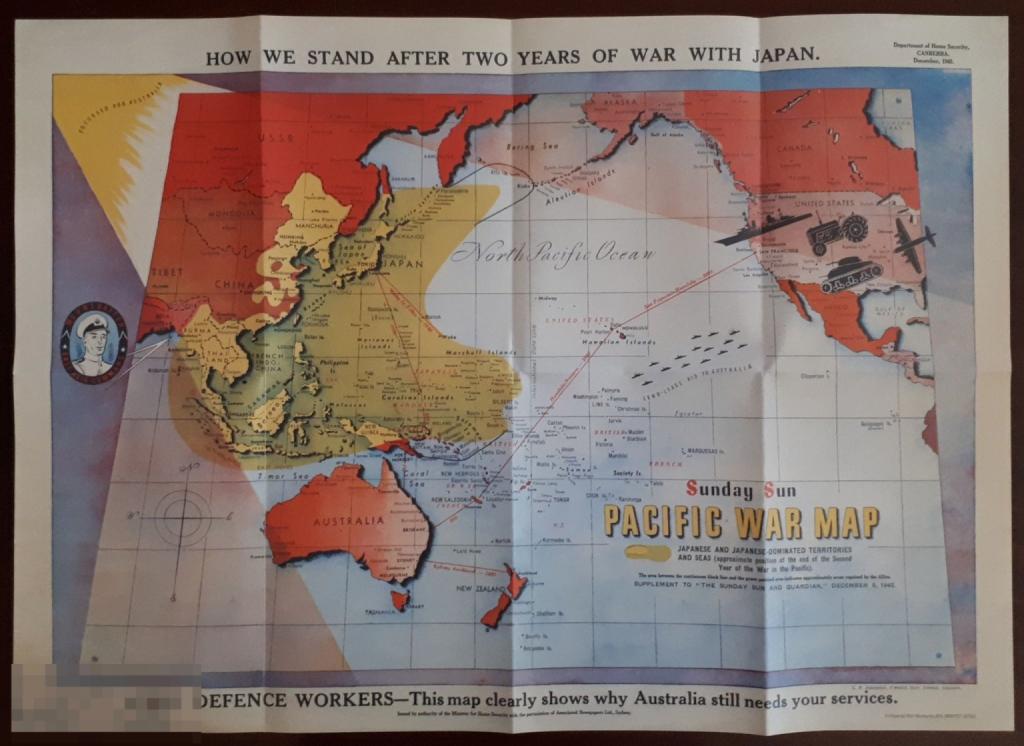 * Карта Pacific War Map * Вторая Мировая Война * Австралия 1943 год ...