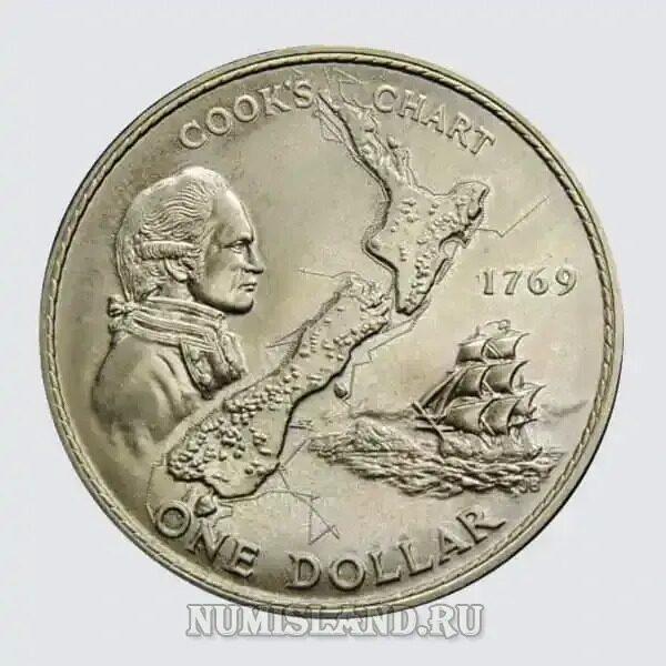 Новая Зеландия 1 доллар 1969 UNC Корабль Карта Кук — покупайте на Auction.ru по выгодной цене ...