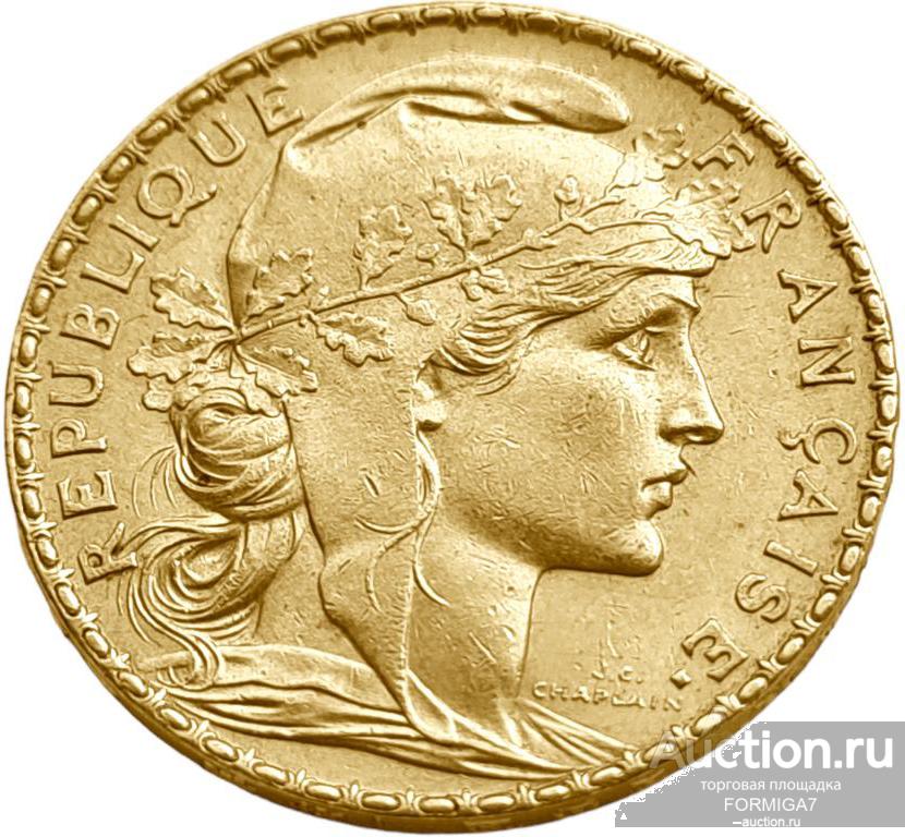 Франция. 20 франков 1907 г. Золото. 6,45161 гр*0.900 0,1867 oz. От 1 Рубля! — покупайте на ...