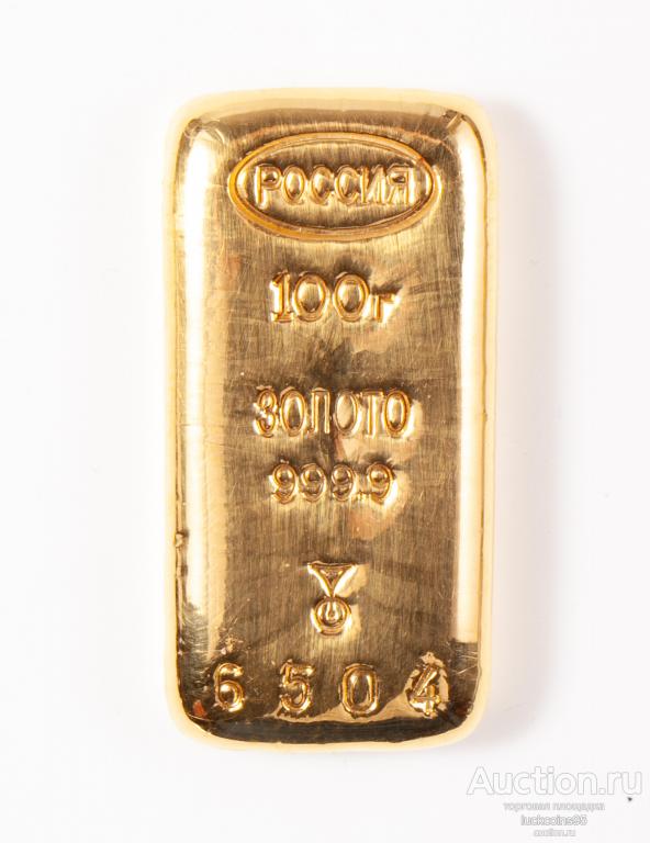 Золотой слиток "РОССИЯ". Золото 999.9 пробы - 100 грамм. #61 ...