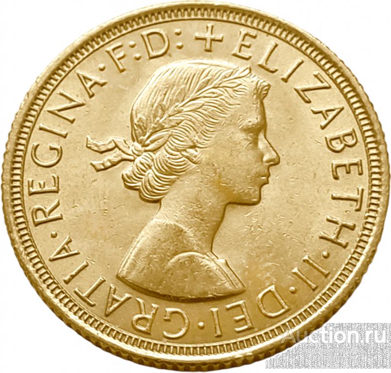 Великобритания. 1 соверен 1963 г. Золото. 7,99 гр*0.9167 0,2355 oz. От ...