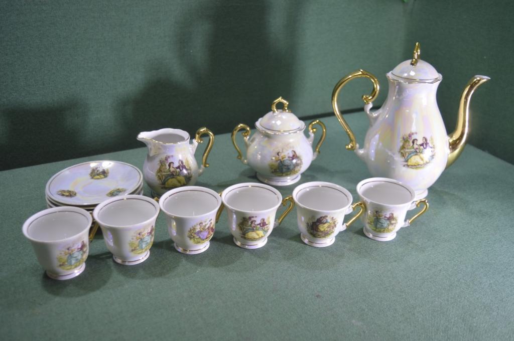 Сервиз фарфоровый кофейный "Мадонна". Zajekar Заечар. 15 предметов. Фарфор. Югославия периода ...