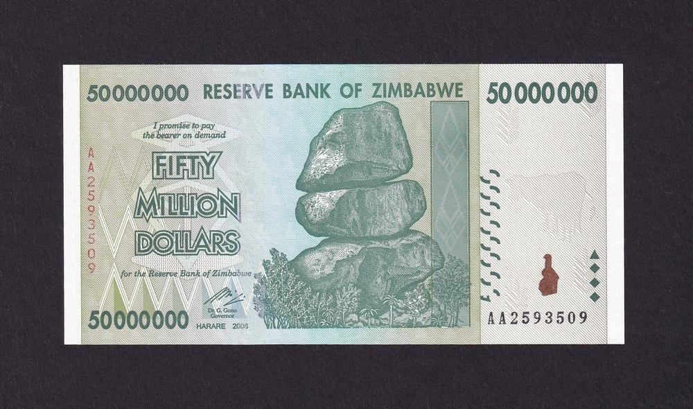 Зимбабве 2008г 50000000 Долларов UNC (Pick 79) — покупайте на Auction ...